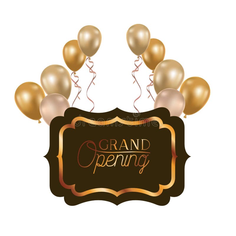 Frame and Helium Balloons with Label Grand Opening Stock Vector ...