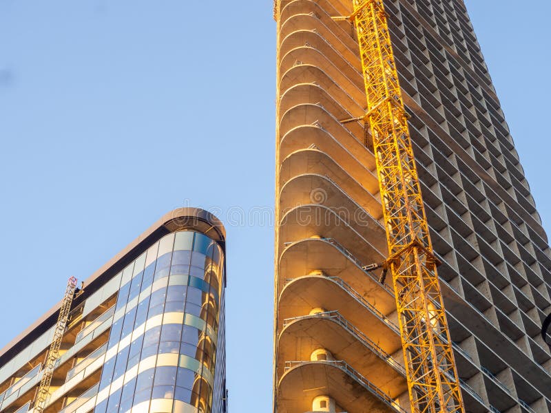 Part of a High-rise Building Under Construction. End of Construction ...