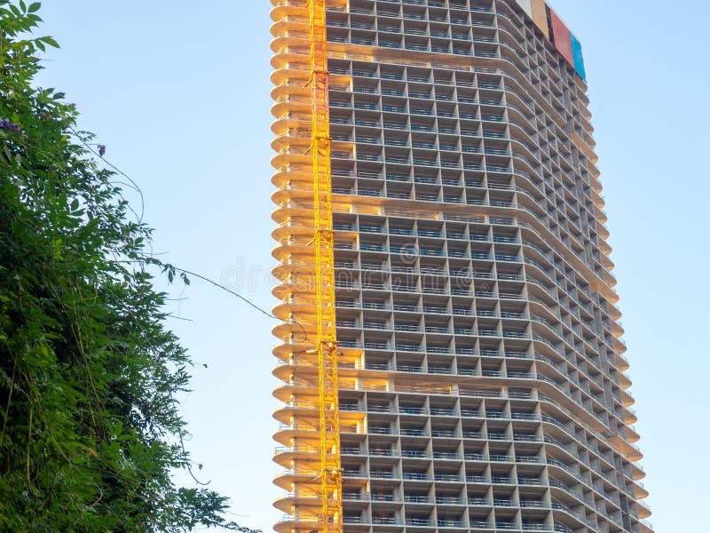 The Frame of a High-rise Building Under Construction. Reinforced ...