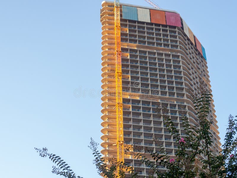 The Frame of a High-rise Building Under Construction. Reinforced ...