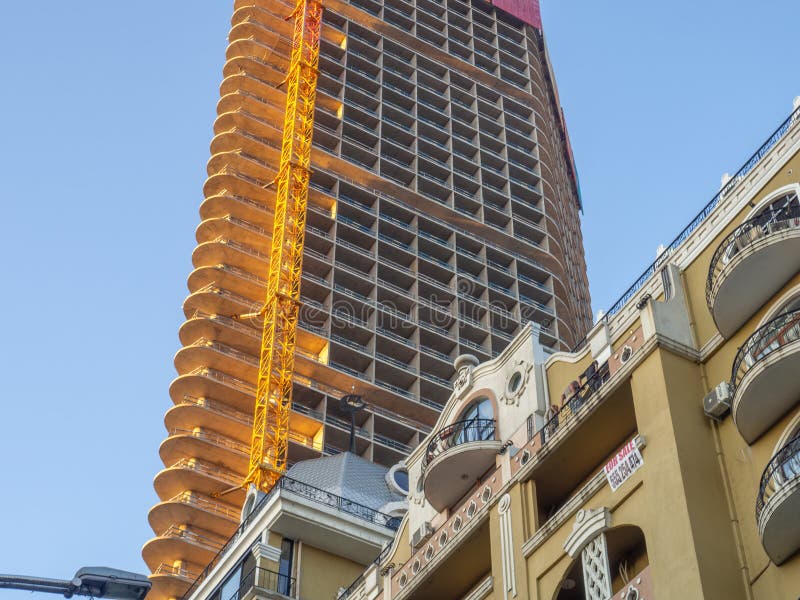 The Frame of a High-rise Building Under Construction. Reinforced ...