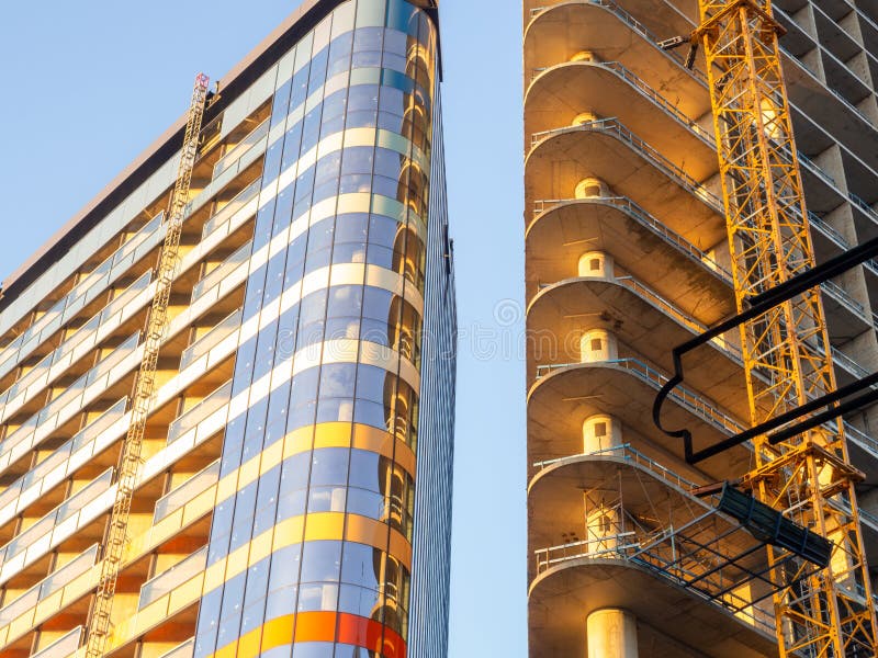 The Frame of a High-rise Building Under Construction. Reinforced ...