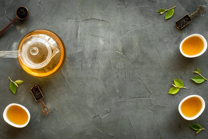 Frame of Hot and Dry Tea in Teapot and Cups. Tea Ceremony Concept Stock ...