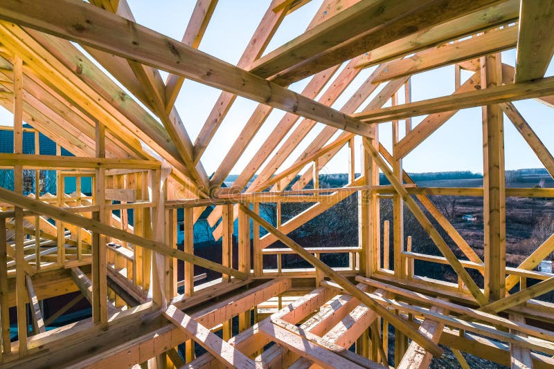 Frame house construction stock photo. Image of room - 140521170