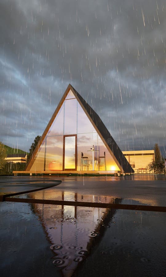 A-Frame House Design stock illustration. Illustration of render - 364433114