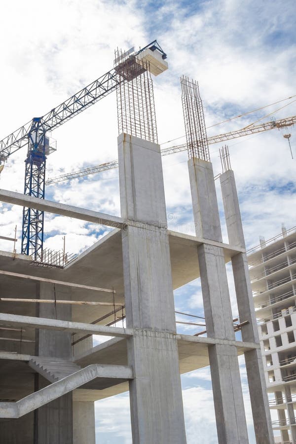 Frame of a House Under Construction Made of Concrete Slabs Stock Image ...