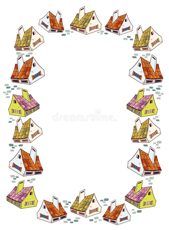 Frame with houses stock vector. Illustration of vector - 42213958
