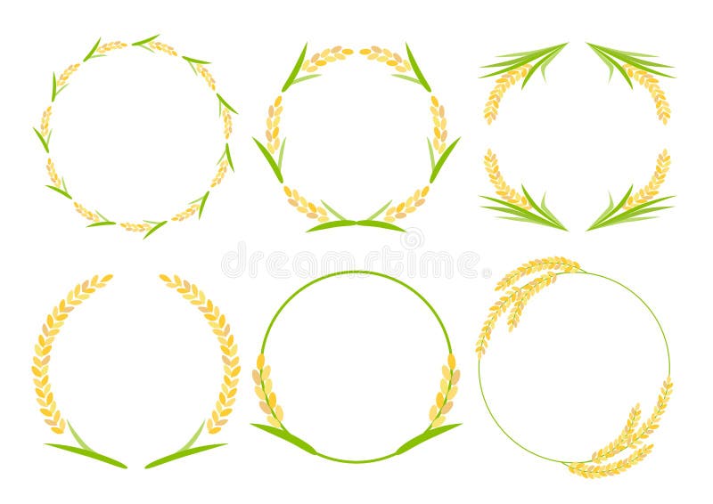 Frame Illustration of Rice Pattern. Set of 6 Designs Stock Illustration ...