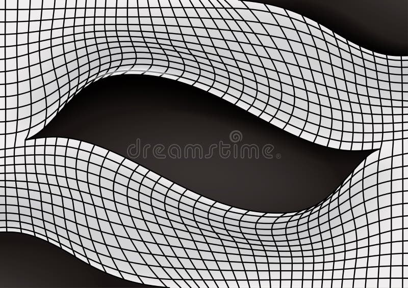 Curved Mesh Seamless Pattern. Vector Black and White Texture with ...