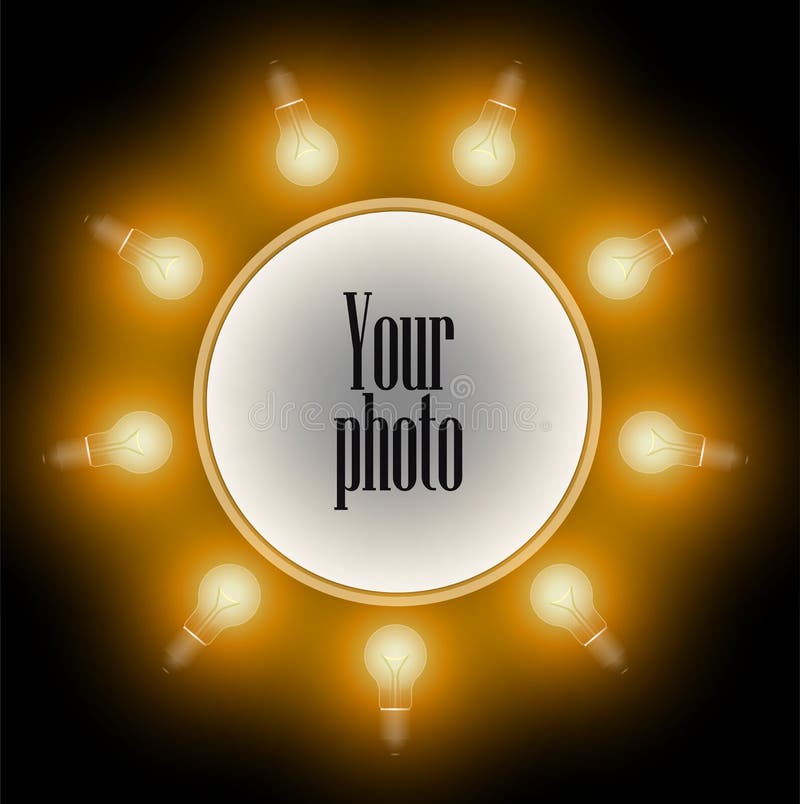 Frame of Incandescent Lamps in the Form of a Circle. a Make-up Mirror ...