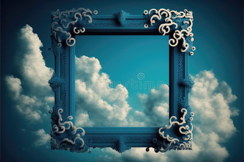 Frame Isolated on White Cloud Background in the Sky in Square Shape ...
