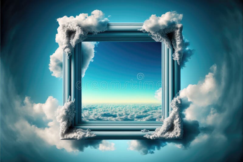 Frame Isolated on White Cloud Background in the Sky in Square Shape ...