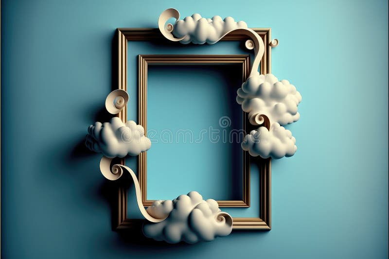 Frame Isolated on White Cloud Background in the Sky in Square Shape ...