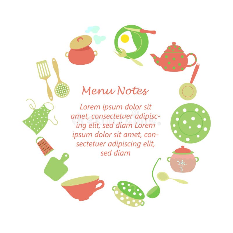 Frame for Kitchen Household Notes Stock Vector - Illustration of food ...