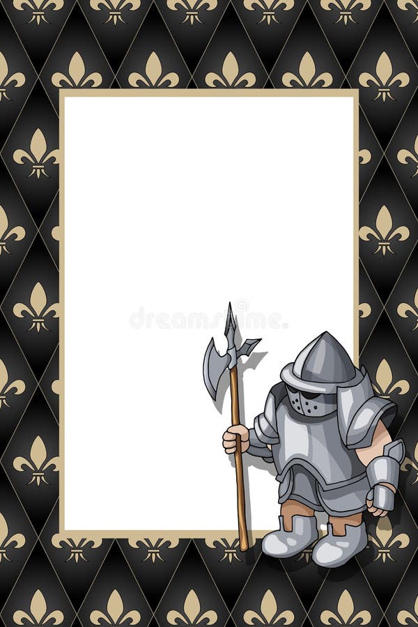 Frame With Knight And Dragon Stock Illustration - Illustration of ...