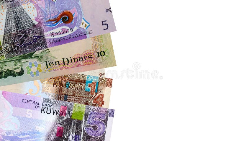 A Kuwaiti Dinar With A Saudi Arabian Riyal Note Close Up Stock Image ...