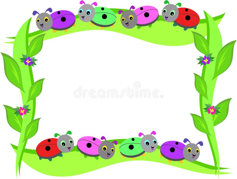 Ladybugs Border Frame with Clovers Stock Illustration - Illustration of ...