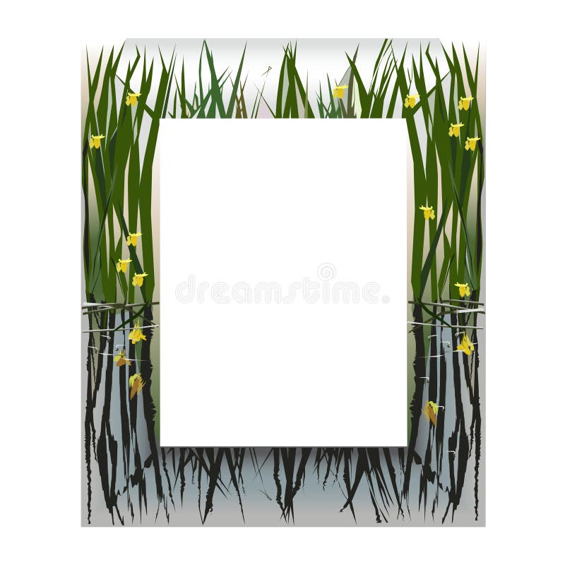 Frame with lake flowers stock vector. Illustration of grass - 86183062