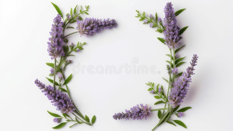 Frame of Lavender Branches Isolated on White Background Stock ...