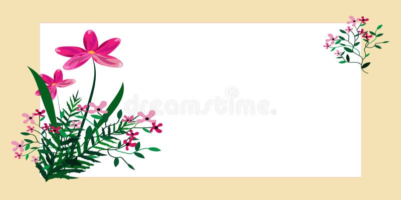 Frame with Leaves and Flowers Around and Important Announcements Inside ...