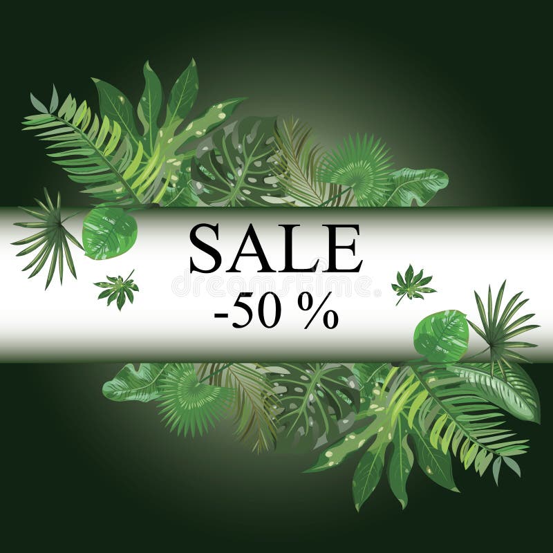 Frame with Leaves of Tropical Plants. Frame for Text with Exotic Leaves ...