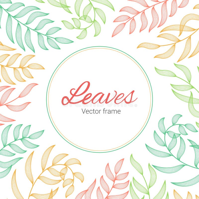 Frame with Leaves. Vector Leaf. Design for Greeting Card or Invitation ...