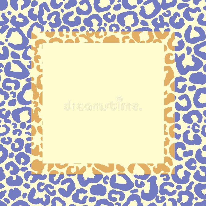 Frame Leopard Print. Hand Drawn Illustration Blue Print. Template for ...