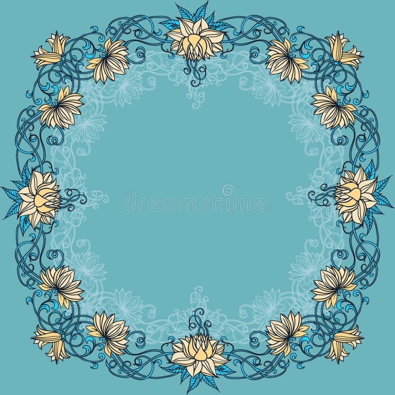 Frame with Lilies and Place for Text Stock Vector - Illustration of ...