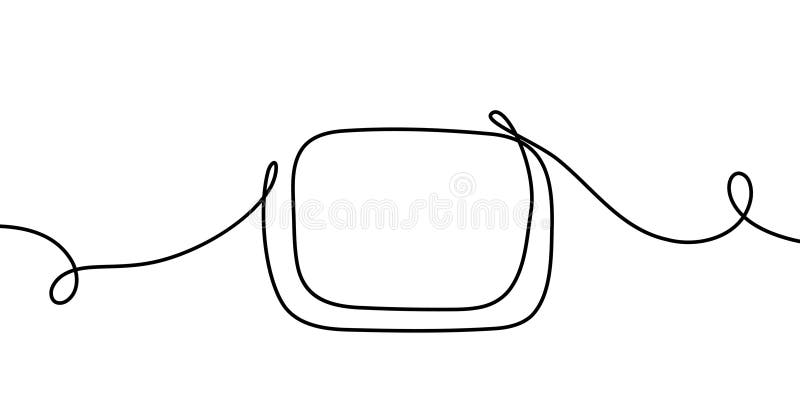 Frame Line Continuous Art Square One Vector Border Black Pencil Doodle ...