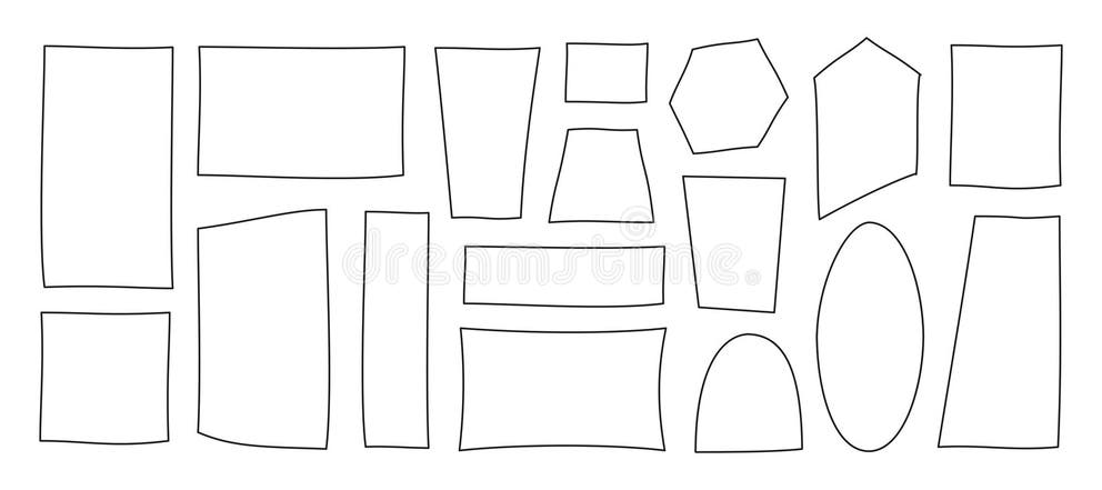 Frame Line Set Hand Drawn, Square Rectangle Oval Outline Shapes ...