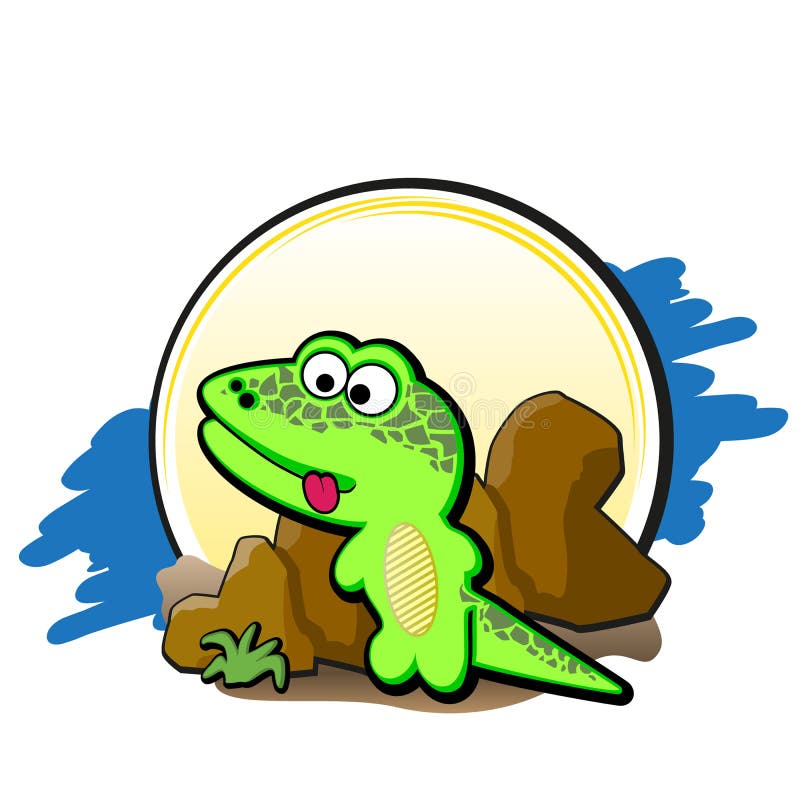 Frame with Lizard Near a Stone. Stock Vector - Illustration of creepy ...