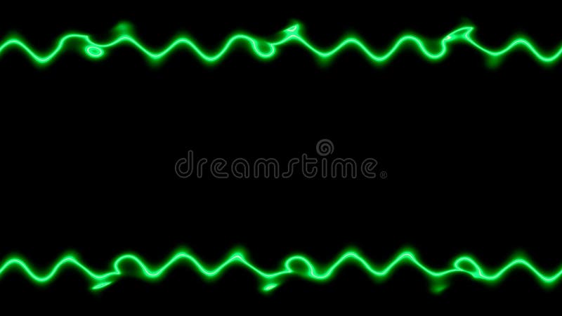 Frame, Long Rectangular Wavy Horizontal Abstract Green Lines of Neon ...