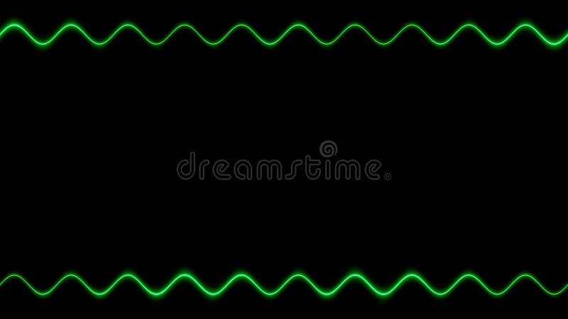 Frame, Long Wavy Rectangular Horizontal Decorated, Fiery Green Lines of ...