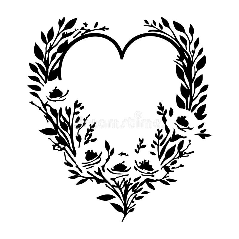 Frame Love Wedding Flowers Illustration Sketch Hand Draw Stock Vector ...