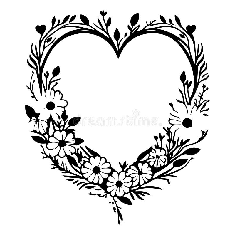 Frame Love Wedding Flowers Illustration Sketch Hand Draw Stock Vector ...