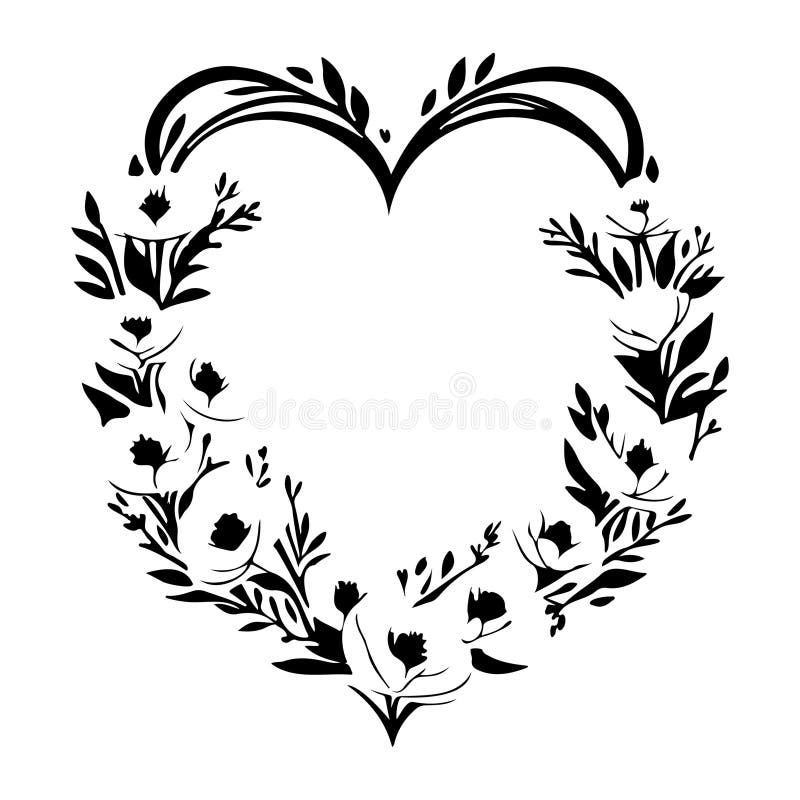 Frame Love Wedding Flowers Illustration Sketch Hand Draw Stock Vector ...