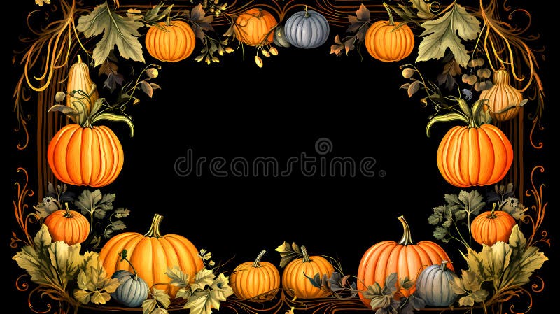 Frame mad from pumpkins stock illustration. Illustration of poster ...