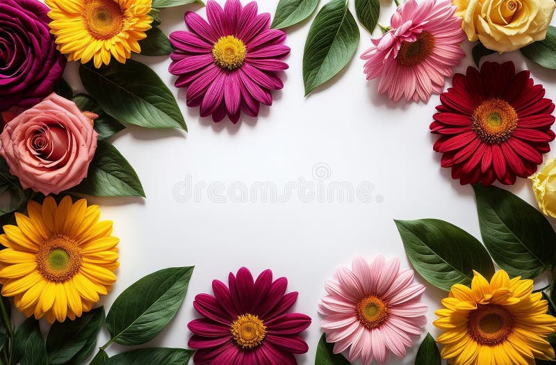 Frame Made of Beautiful Gerbera Flowers on White Background, Top View ...