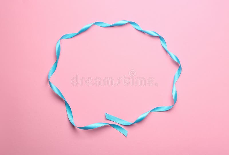 Frame Made of Blue Ribbon on Color Background Stock Image - Image of ...