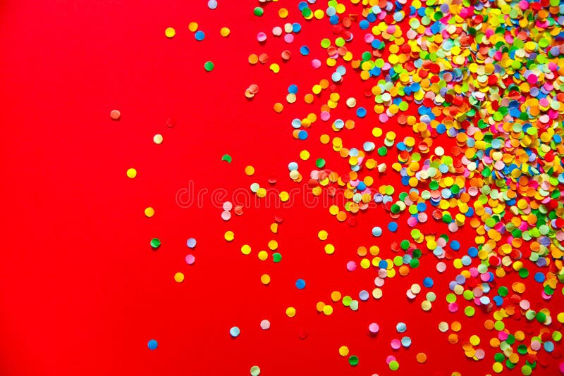 Frame Made of Colored Confetti. Red Background. Stock Image - Image of ...