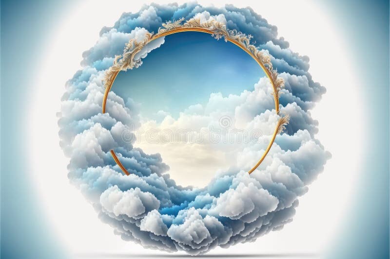 Frame Made with Covered White Cloud in the Sky in Circle Shape. Stock ...