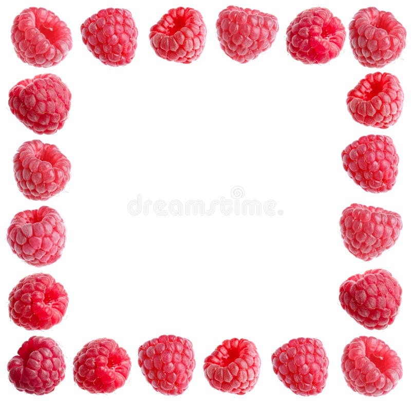 Frame Made of Delicious Ripe Raspberries on White Background Stock ...