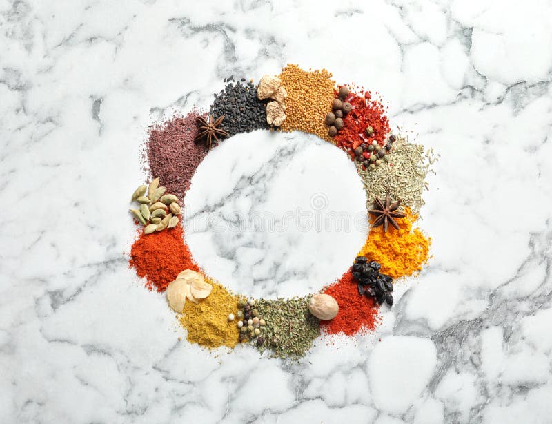 Frame Made of Different Aromatic Spices Stock Image - Image of cuisine ...