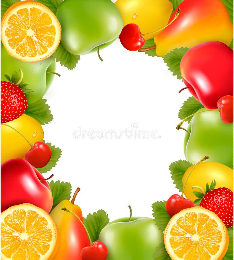 Cartoon Fruit Photo Frame [1] Stock Vector - Illustration of colours ...