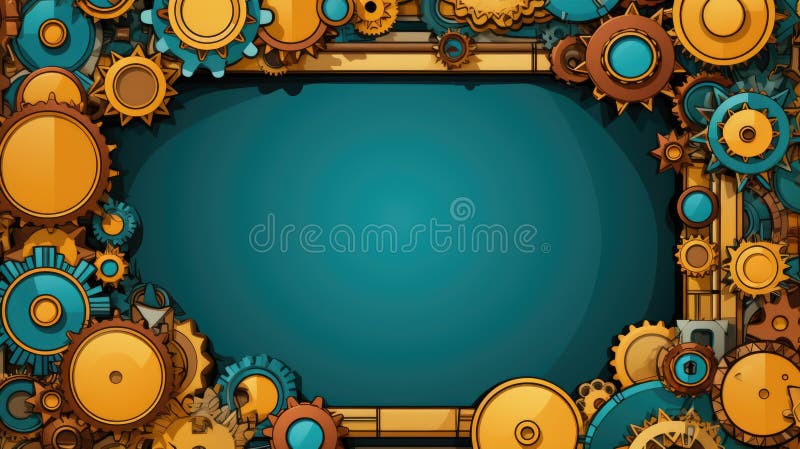 A Frame Made of Gears and Cogs on a Blue Background, AI Stock Photo ...
