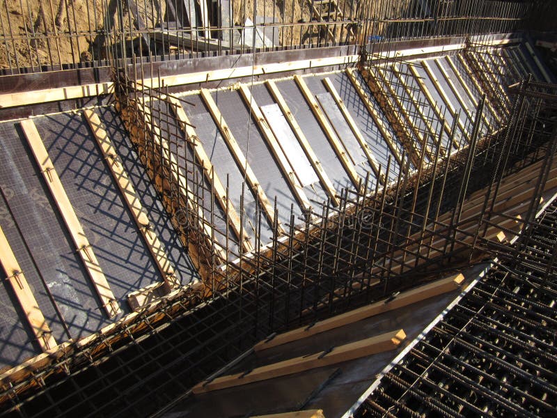 Frame Made of Iron Reinforcement for Pouring Concrete Stock Image ...