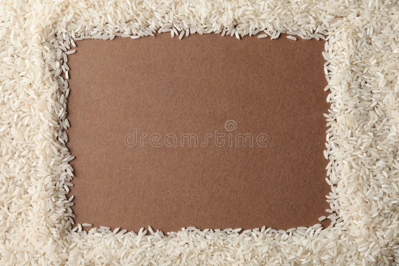 Frame Made with Long Grain Rice on Color Background Stock Photo - Image ...
