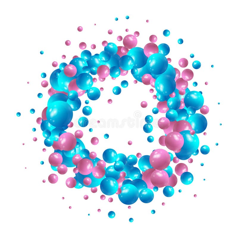 Frame Made Of Mother Of Pearl Color Pearls Festive Decor Element Pink And Blue Balls Eps 10