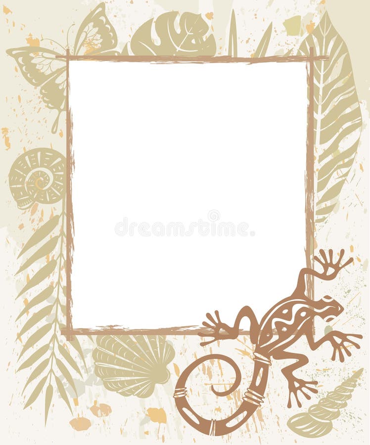 Frame Made of Natural Objects Stock Vector - Illustration of grunge ...