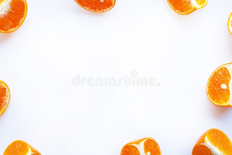 Frame Made of Orange Citrus Fruit on White Background Stock Image ...